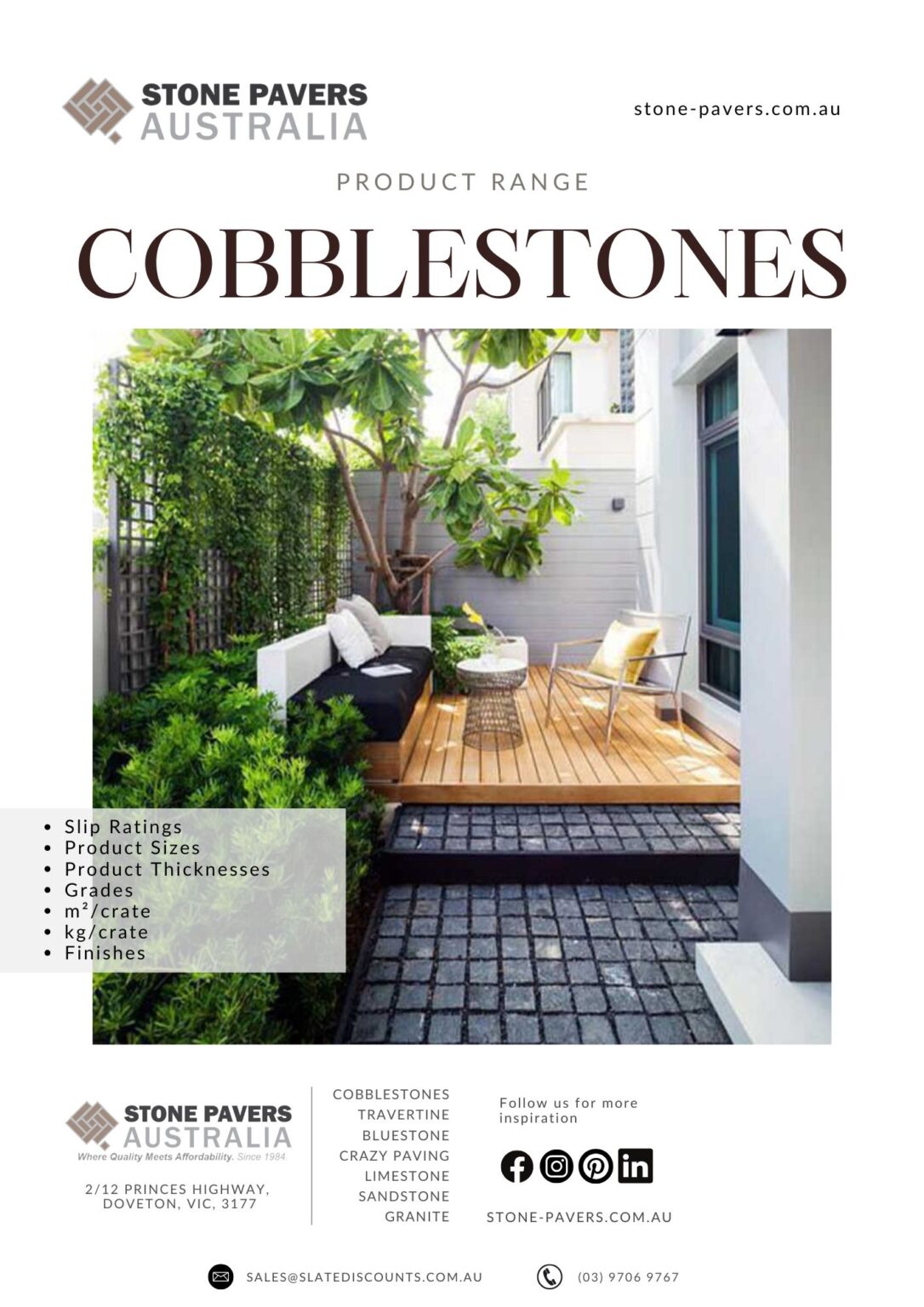 Cobblestones Porphyry Natural Split mounted on mesh sheet