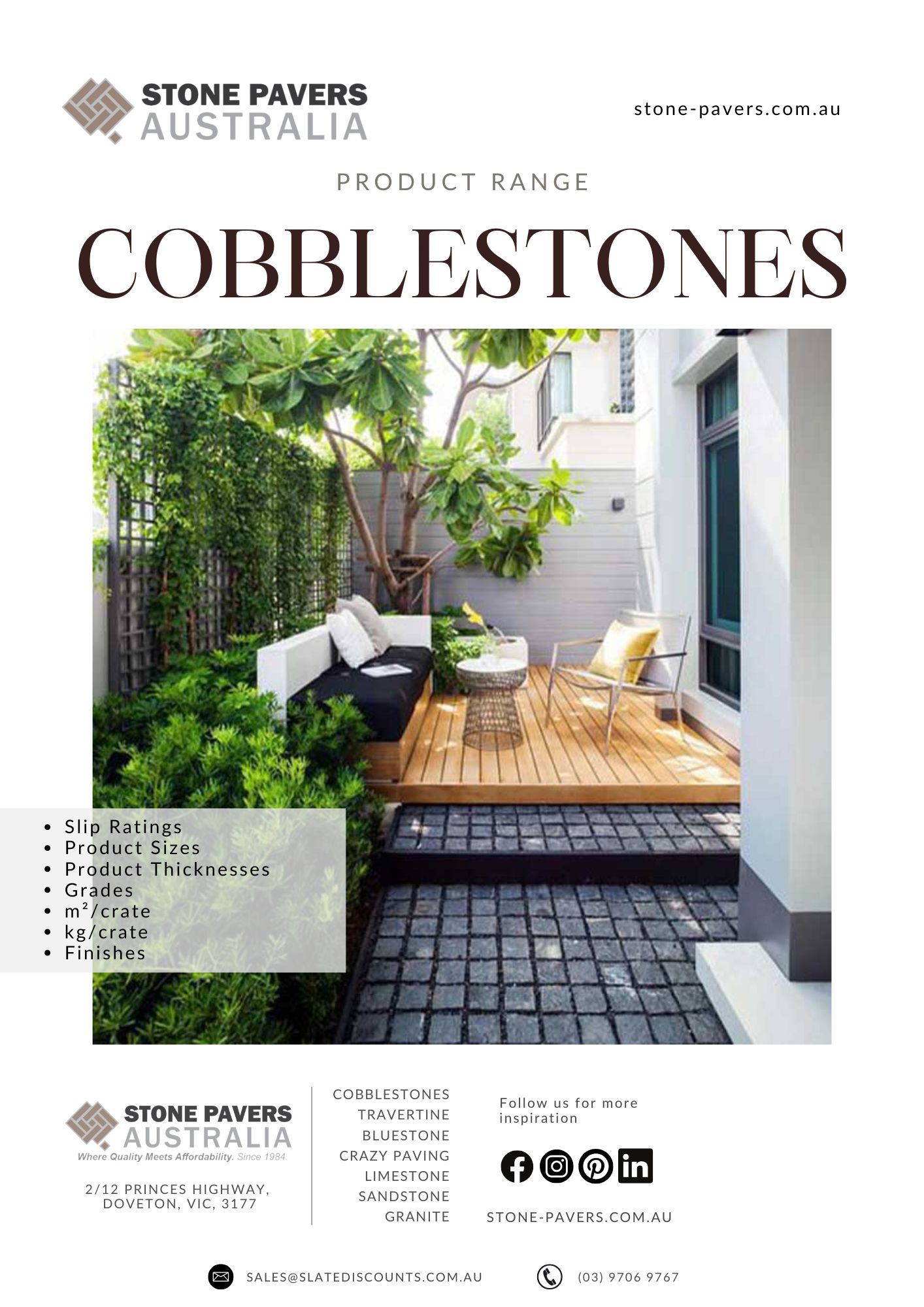 Cobblestones Porphyry Natural Split mounted on mesh sheet