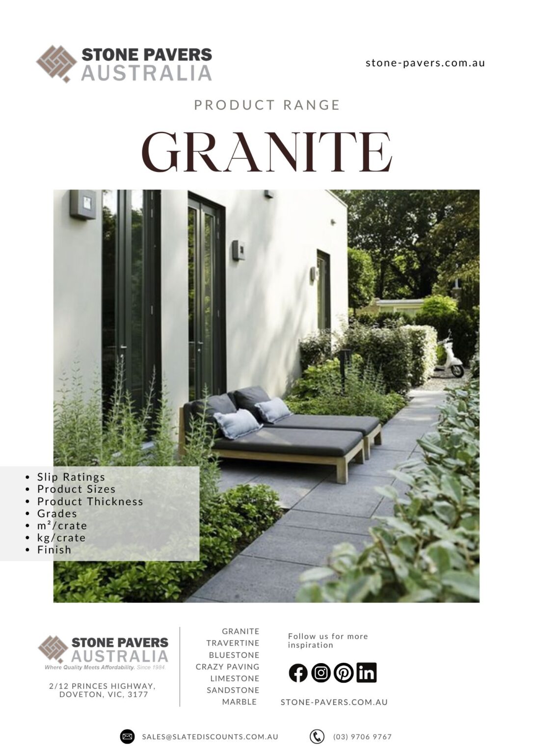 Raven Grey Granite Pavers | 100% Natural Stone Tiles | Stone Pavers